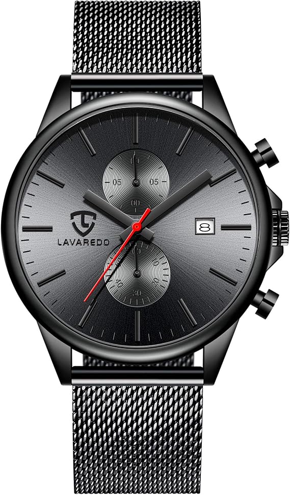 L LAVAREDO Mens Watches Sport Black Quartz Analog Fashion Mesh ...