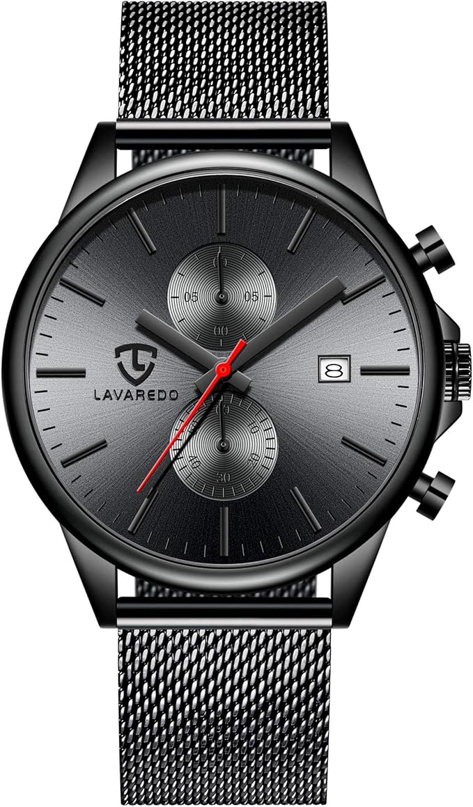 L LAVAREDO Mens Watches Sport Black Quartz Analog Fashion Mesh ...