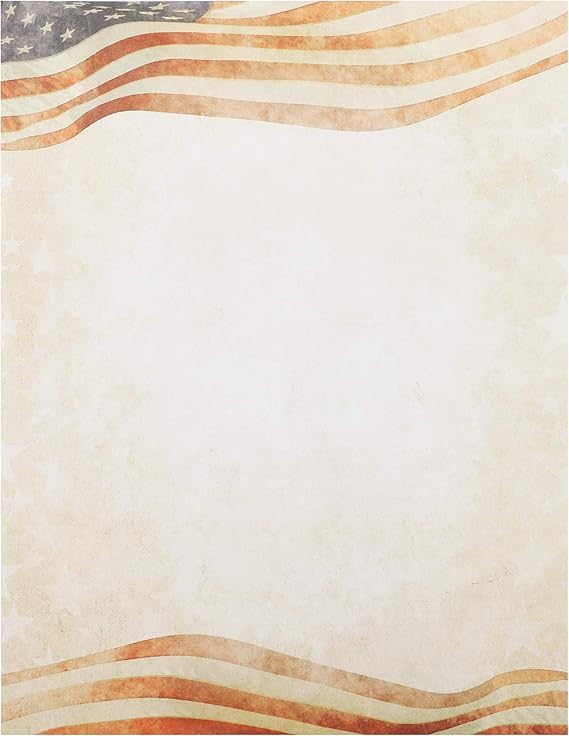 Amazon.com : Patriotic Letterhead American Flag Stationery Paper (8.5 x ...