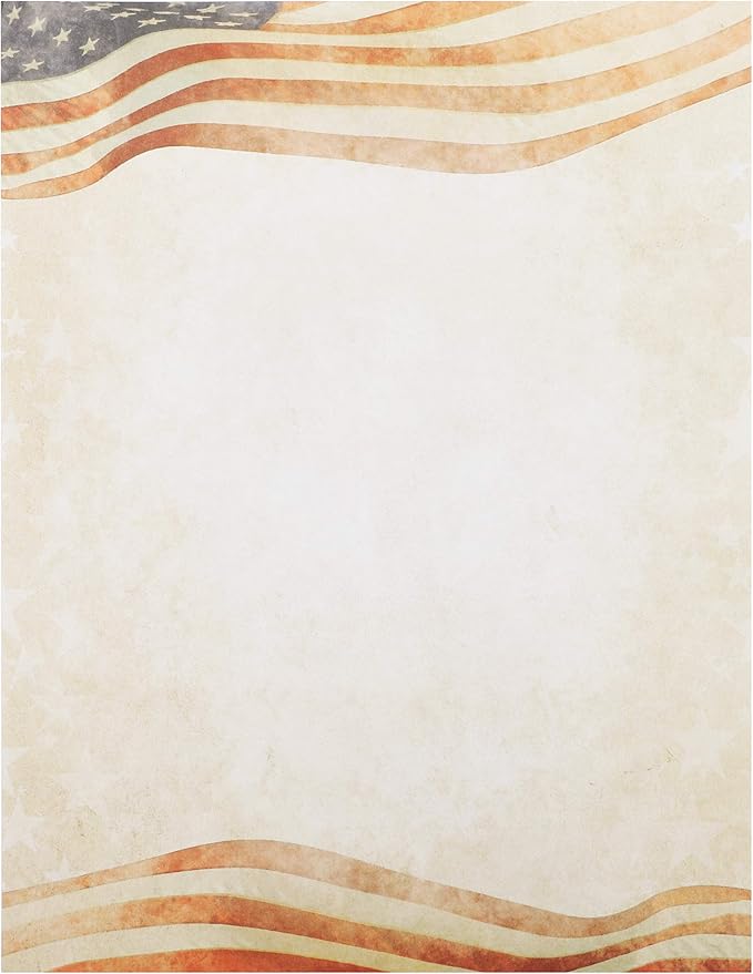 Amazon.com : Patriotic Letterhead American Flag Stationery Paper (8.5 x ...