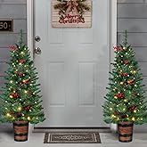 Amazon.com: Set of 2 Christmas Trees with Lights 4-FT Artificial Urn ...