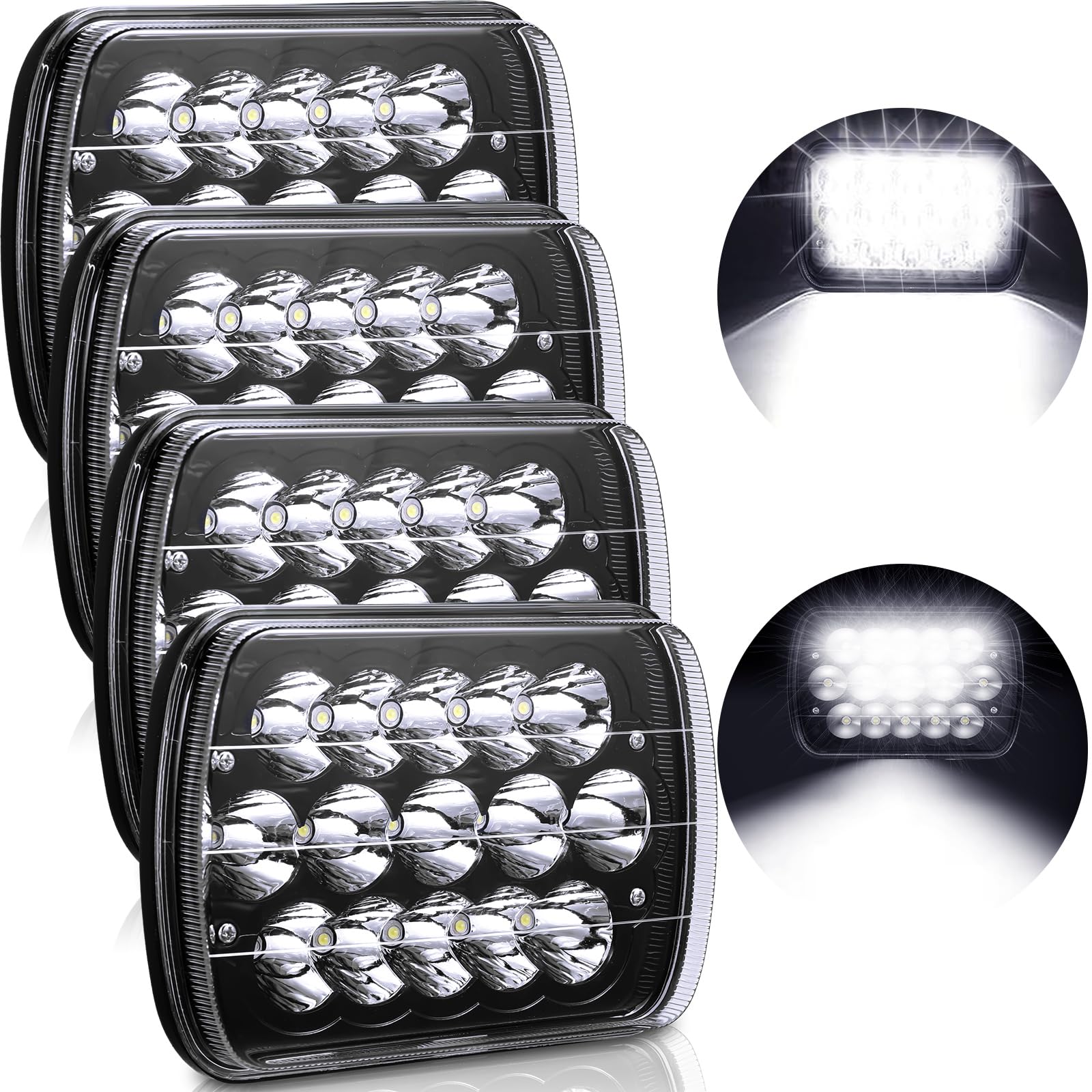 Retisee 4 Pcs 5x7 led headlight Rectangle LED Headlights H6054 5 x 7 7 ...