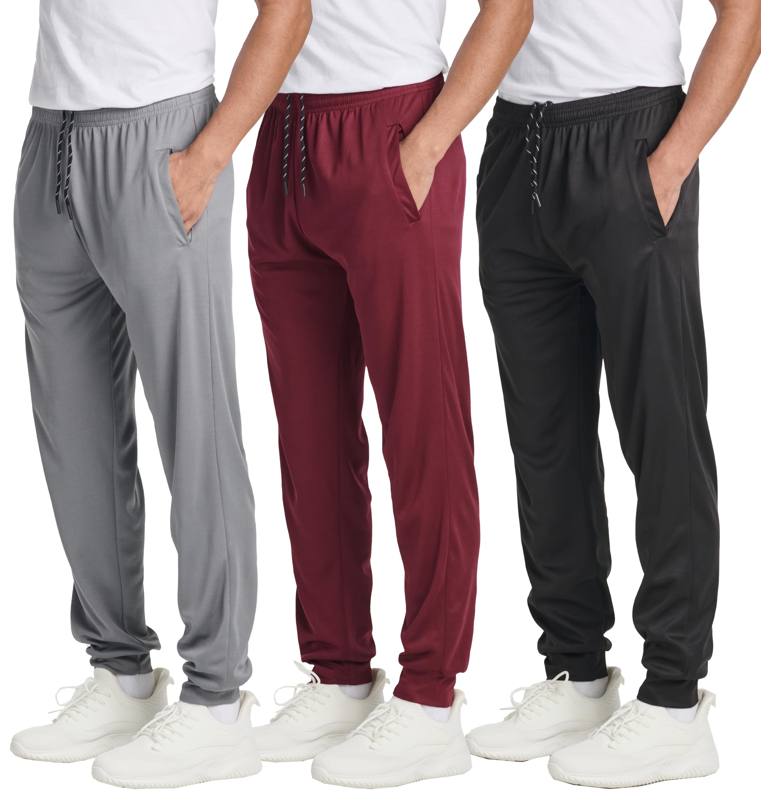3 Pack Mens Joggers Tech Mesh Active Sports Athletic Training Soccer ...