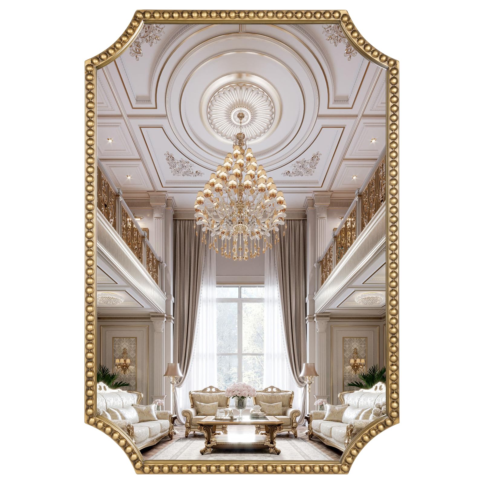 Fobule 24"x36" Mirror for Wall, Scalloped Corners Rectangle Decorative ...