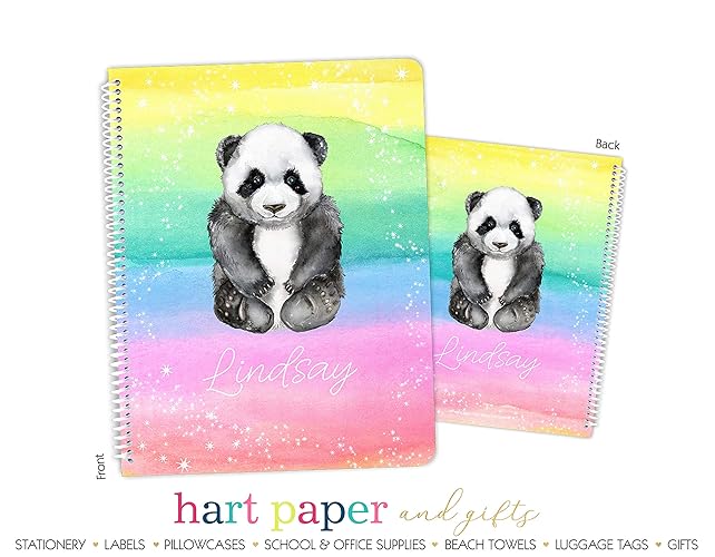 Amazon.com: Personalized Rainbow Panda Bear Spiral Bound Notebook ...