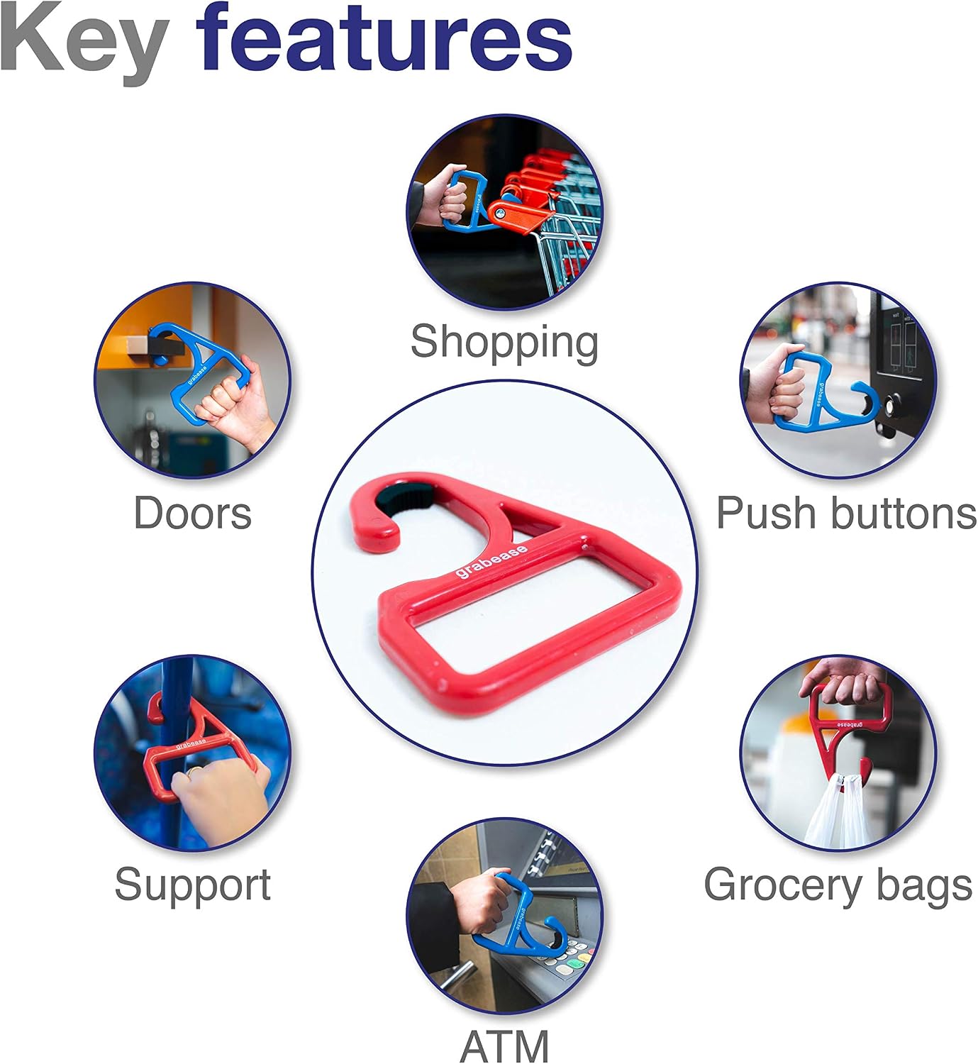 GRABEASE Contactless Door Opener Tool Easy Carry Public Transport Touch ...