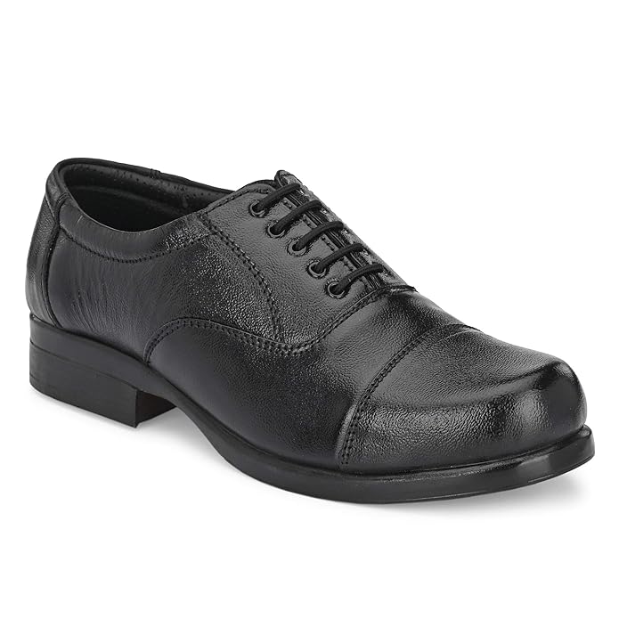 Buy Police Shoes for Men Black Genuine Leather Light Weight at Amazon.in