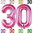 Amazon.com: Katchon, Hot Pink 30 Balloon Numbers - Huge, 40 Inch | Foil ...
