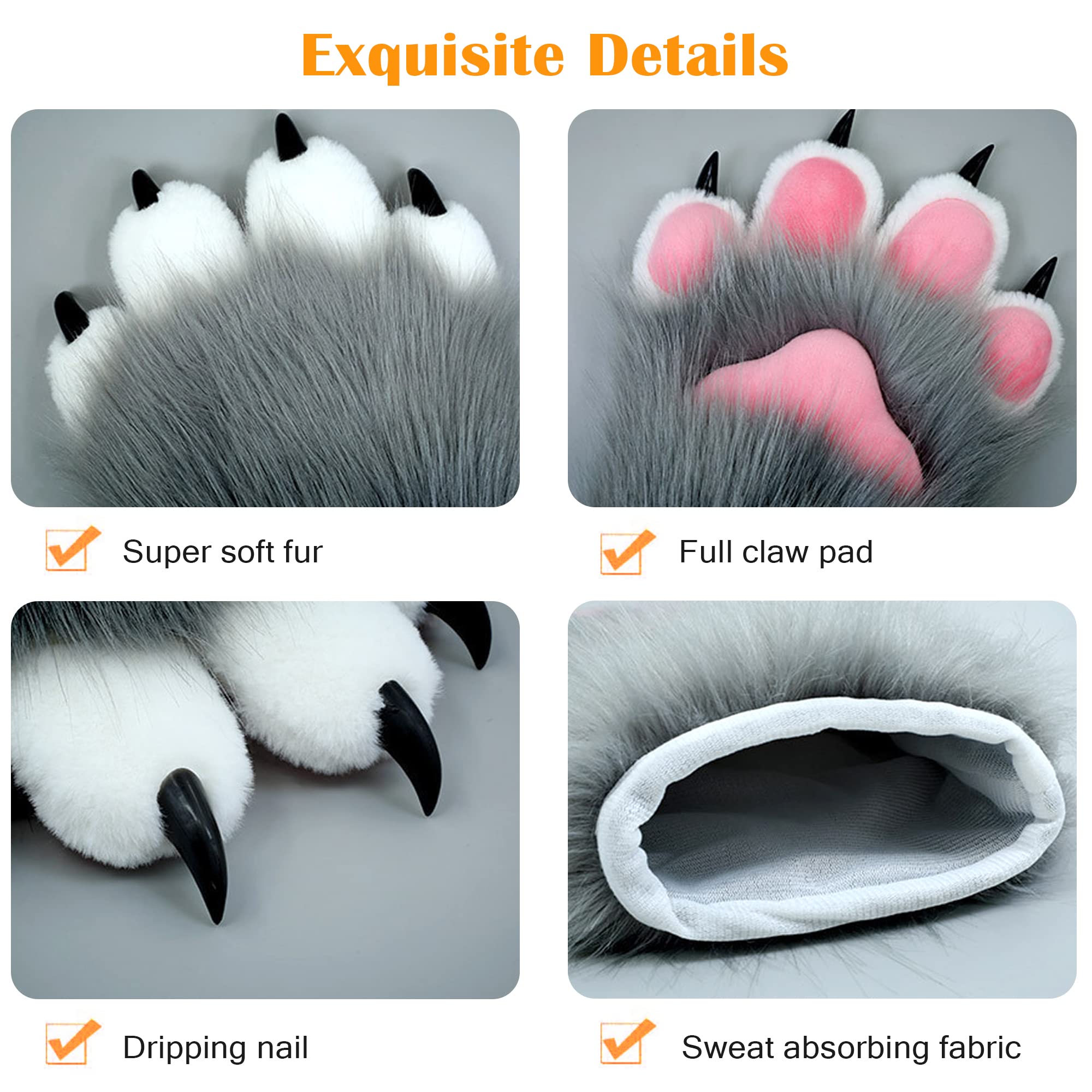 Mua Cosplay Animal Cat Wolf Dog Fox Paws Claws Gloves Fursuit Paws ...