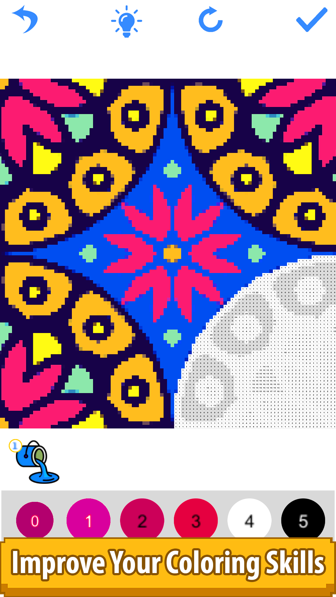 Mandala Pixel Art - Paint by Number, Sandbox Coloring Book Pages:Amazon ...