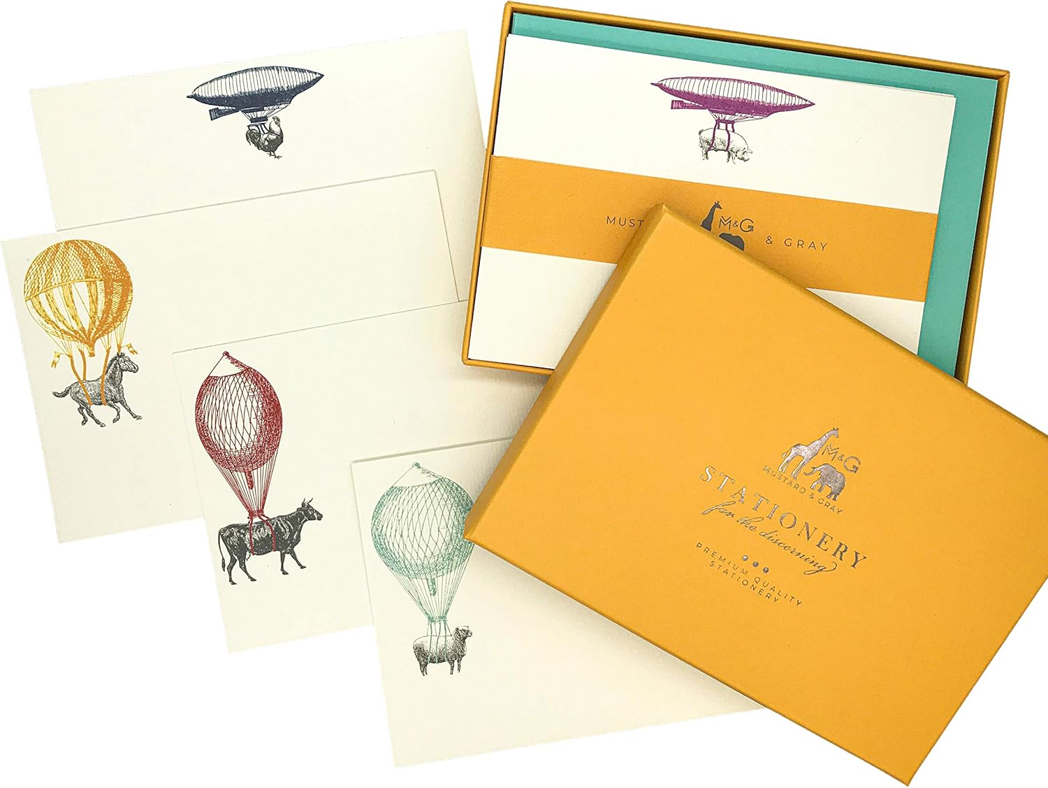 Farm Animal Hot Air Balloon Notecard Set (x10 Notelets with Duck Egg ...
