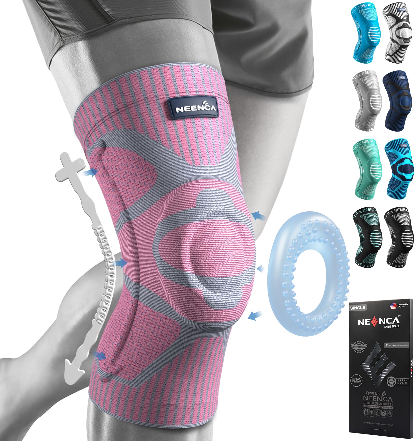 NEENCA Knee Brace for Knee Pain Relief, Medical Knee Support with ...