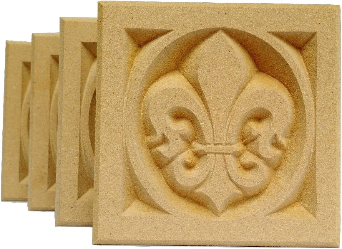 Amazon.com: Set of 4: Carved Fleur de Lis Rosette Blocks, Made in USA ...