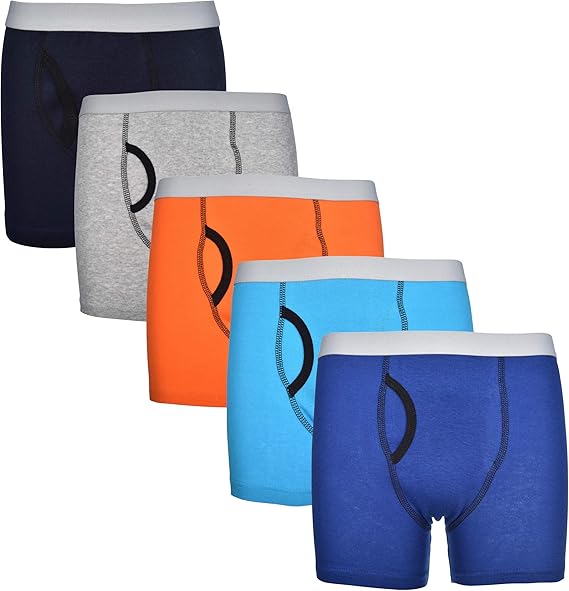 Amazon.com: Basic Perspective Boy's 100% Cotton Tagless 5-Pack Boxer ...
