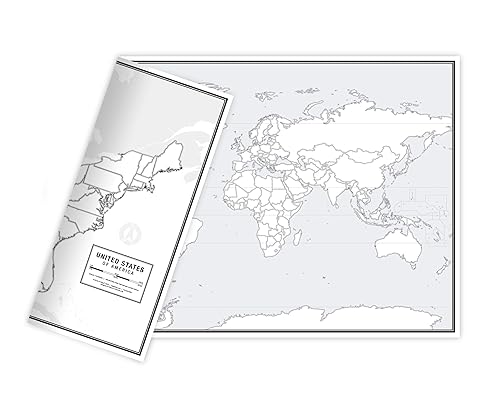 Educational Blank Outline Maps, 2-Sided World & US, 17” x 11”, 50-Pack ...