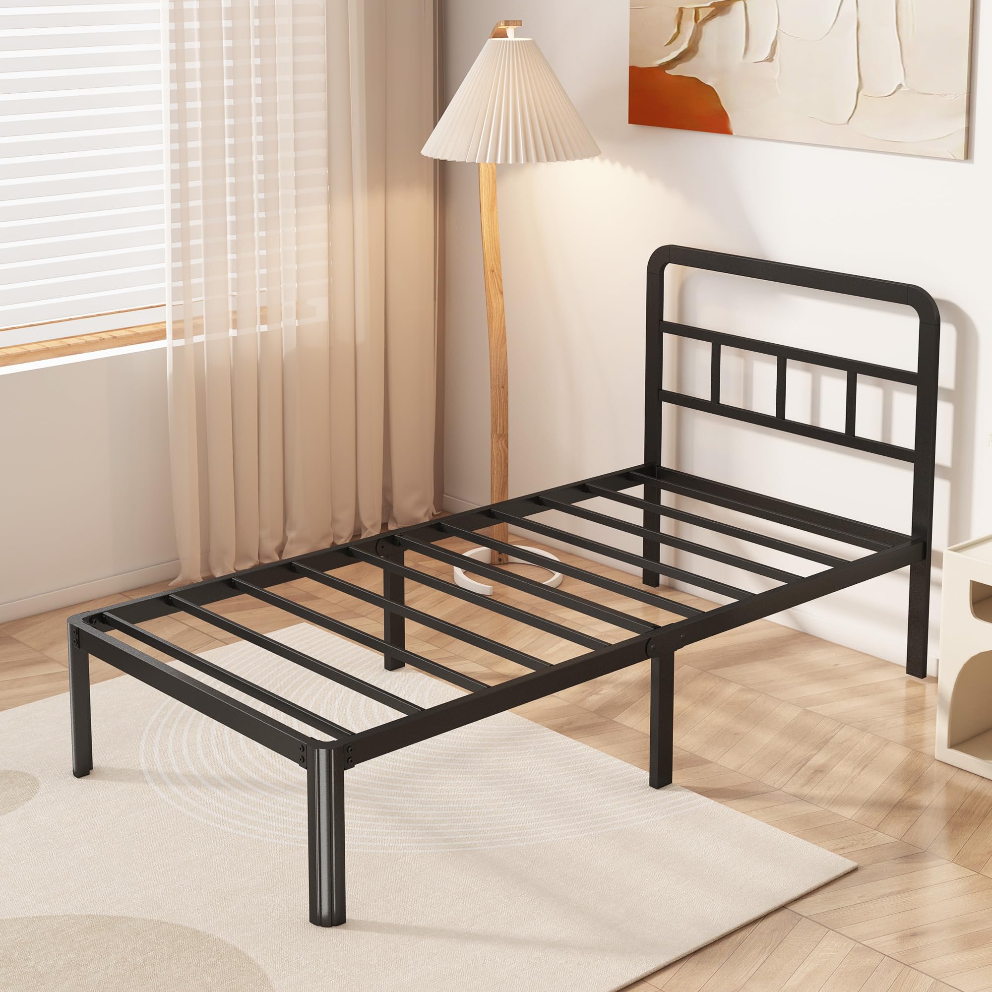Yicensen 14 Inch Twin XL Bed Frame with Headboard, Heavy Duty Metal XL ...