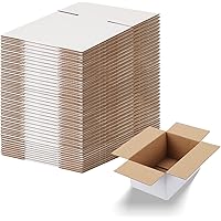Amazon.com: Calenzana 6x4x3 Shipping Boxes Set of 40, White Corrugated Cardboard Box for Mailing ...