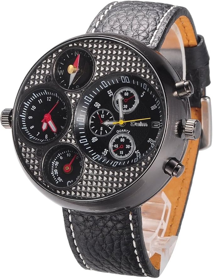 Amazon.com: Wrist watches for men Italy Genuine Leather With Compass ...