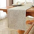 Amazon.com: Laolitou Light Brown Table Runners 90 Inches Long, Burlap Linen Texture Farmhouse ...