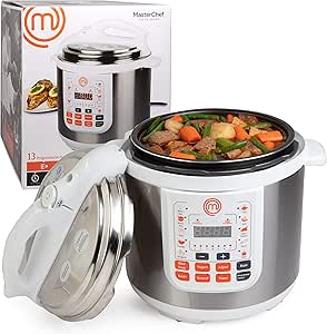 MasterChef olla a presión 13 en 1 - 5.6 l, eléctrica digital, multiolla con 13 funciones ...