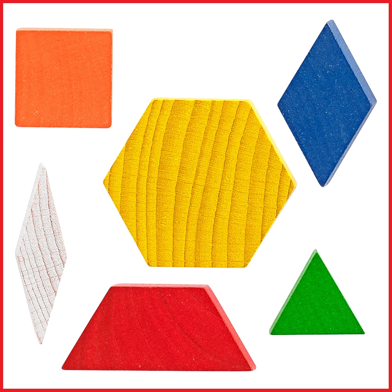 EDX Education 54131 FunPlay Wooden Pattern Blocks – Activity Tray ...