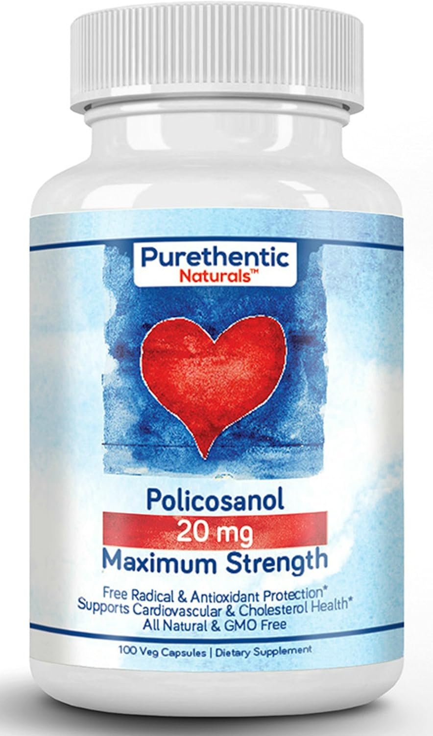 Policosanol 20 mg Premium, 100 Vcaps, Purethentic Naturals (1 botella ...