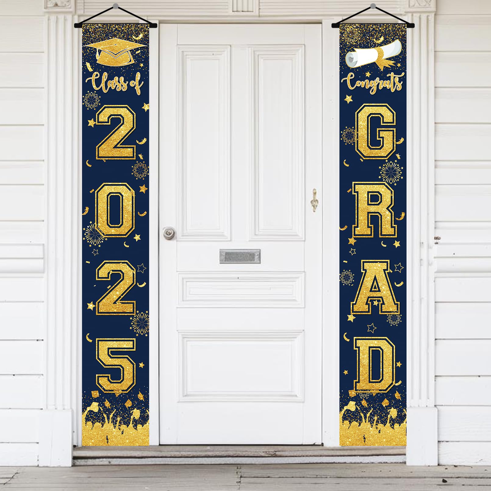 Navy Blue and Gold Graduation Decorations Class of 2025 Hanging ...