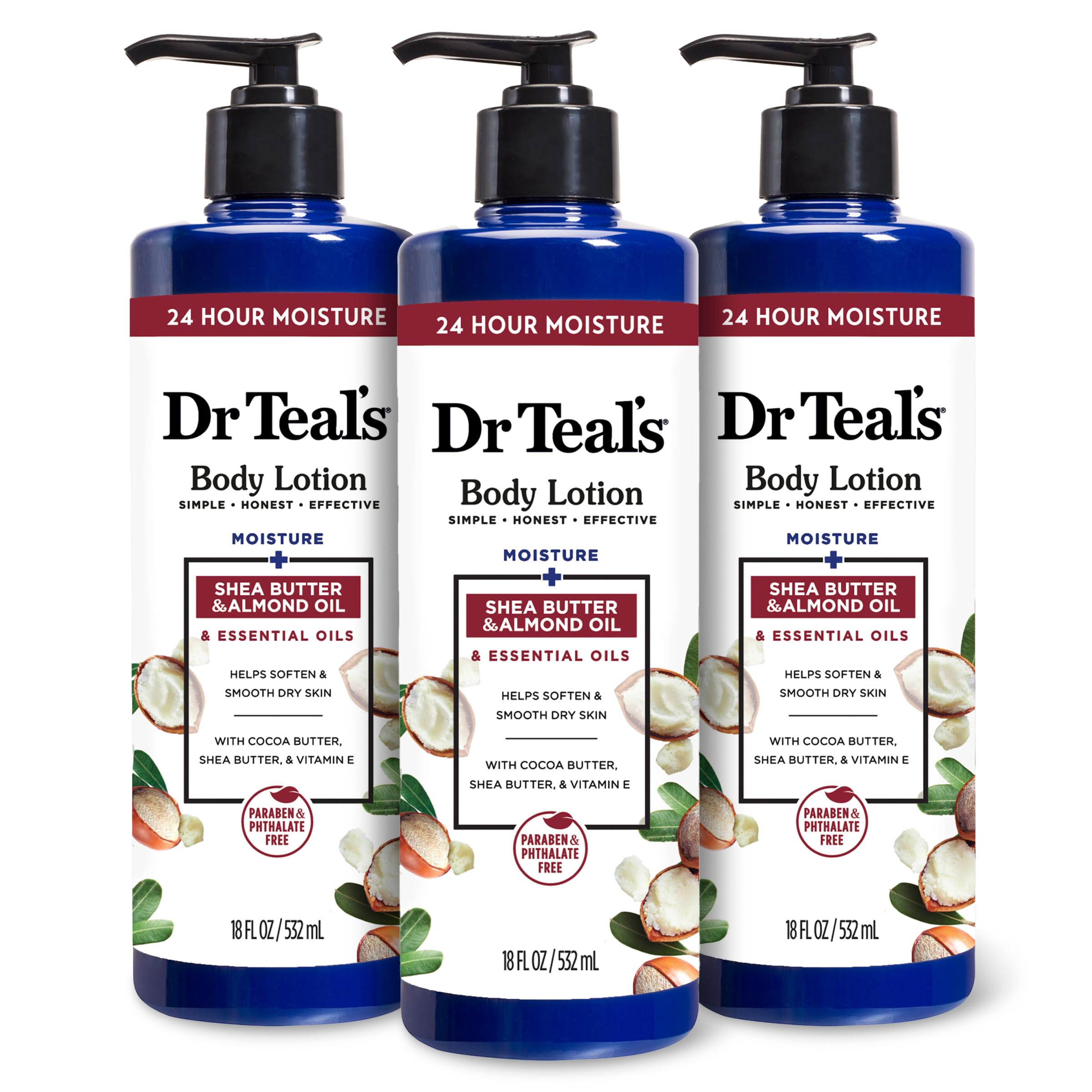 Dr Teal's Body Lotion, Shea Butter & Almond, 18 oz (Pack of 3) for sale ...