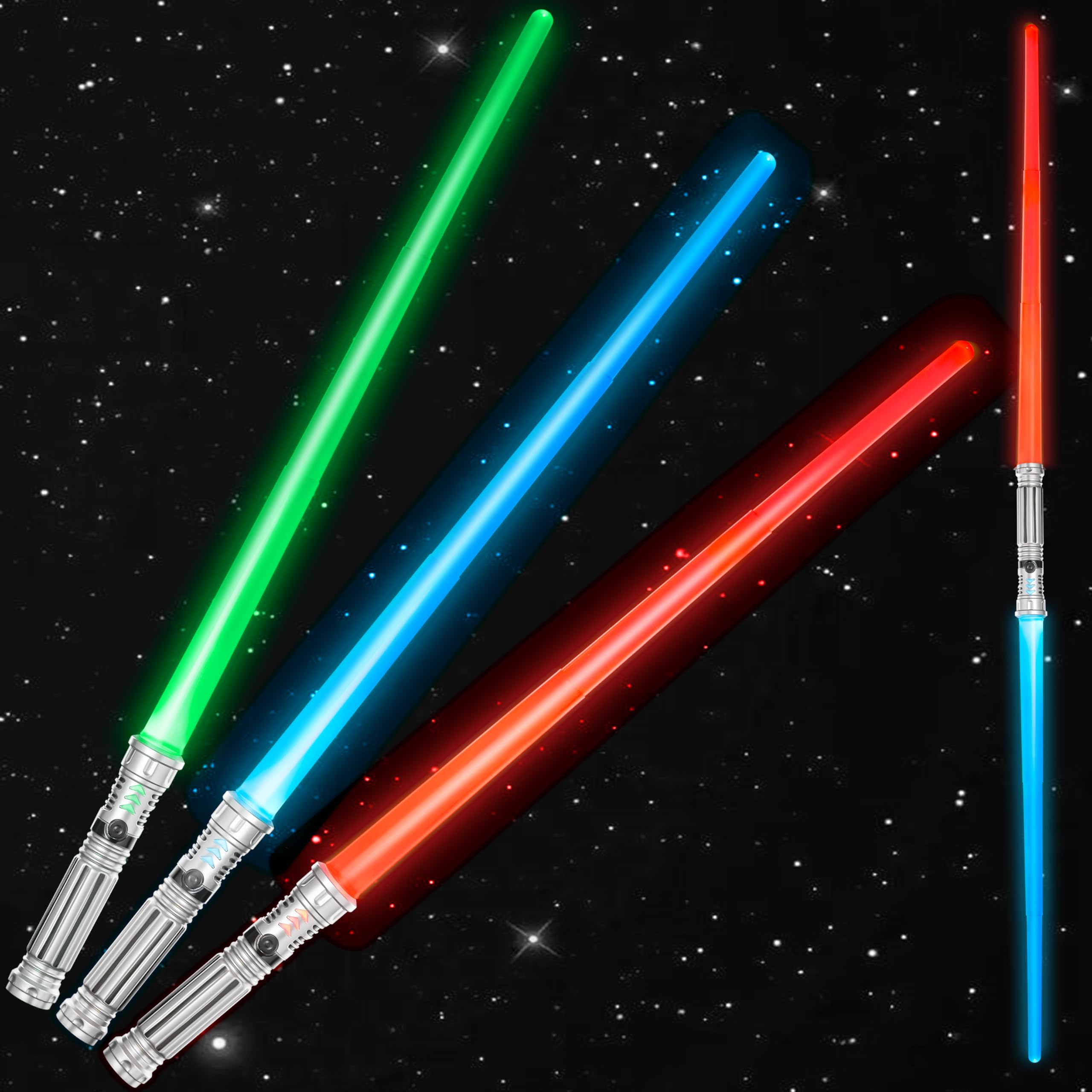 SYNCFUN 3 Pack 7 Colors Light Up Swords for Kids, Dual Extendable LED ...