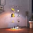 Amazon.com: Shengrunner Frameless Glass Display Cabinet, Curio Cabinet Display Case with LED ...
