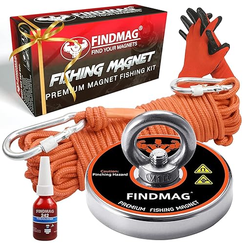FINDMAG Fishing Magnet Kit 600 LBS Pulling Force, Super Strong Magnet ...