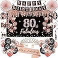 Amazon.com: 80th Birthday Decorations for Women, 33pcs 80th Birthday Crown and Sash, Black Rose ...
