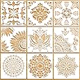 9 Pack (12x12 Inch) Large Reusable Stencil Mandala Stencil Laser Cut ...