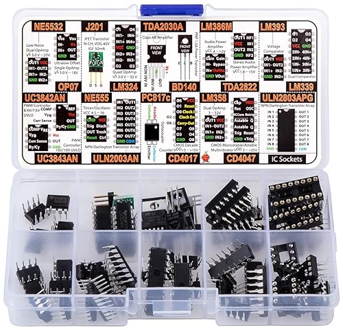 Small IC and Transistor Assortment Box 60 pcs, NE5532, OP07, LM324 ...