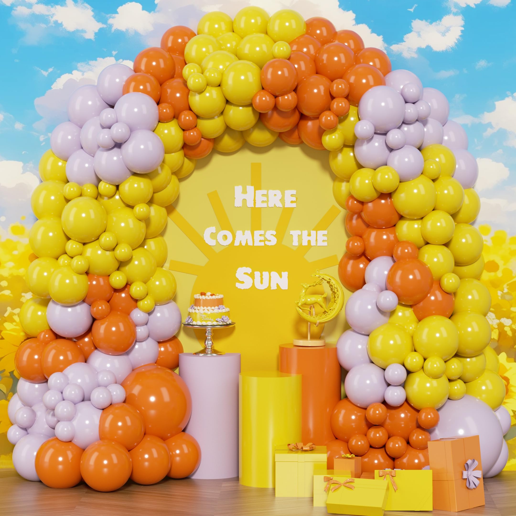 Yellow Orange Balloons Arch Garland Kit, Here Comes the Son Baby Shower ...