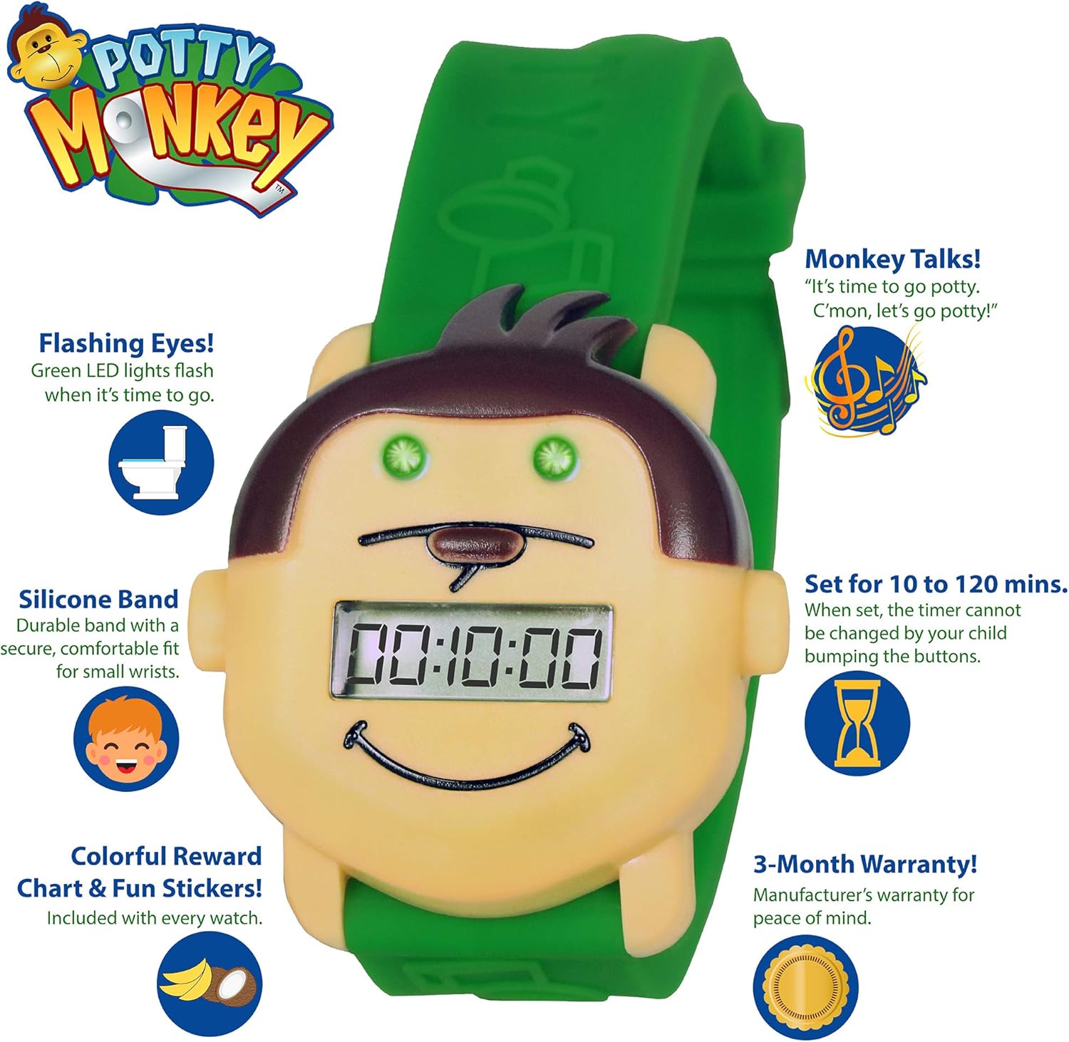 Potty Monkey Watch | Potty Training Reminder Watch with Colorful Fun ...