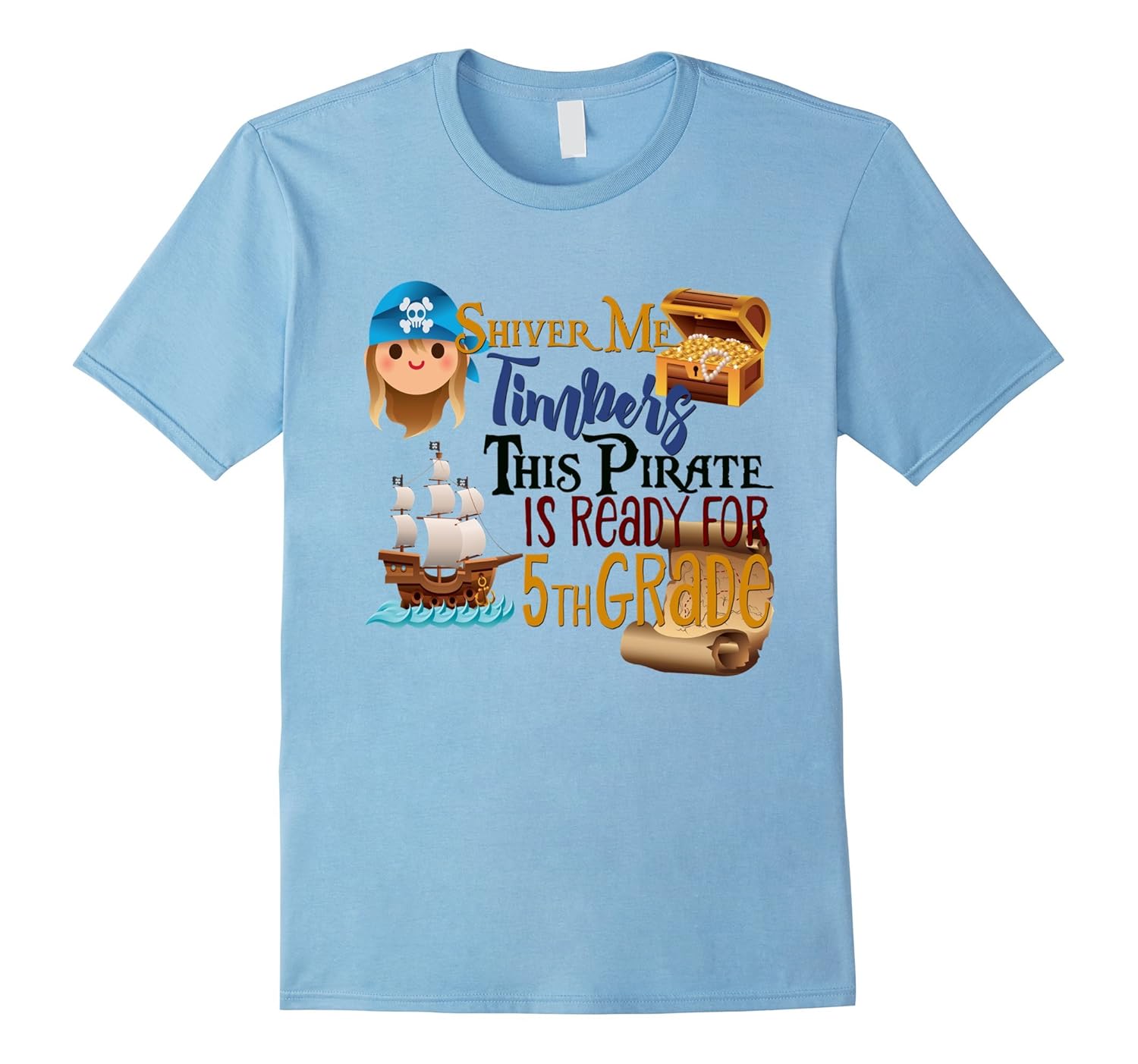 Girls Pirate Shirt First Day of School Timbers Grade 5 Fifth