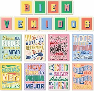 Amazon.com: Set of 8 Motivational Posters in Spanish & BIENVENIDOS ...