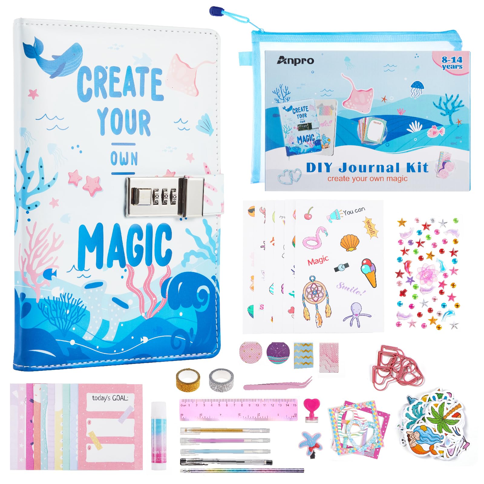 Journal Kit for Girls Ages 8-12 - 58 Pcs Scrapbook Kit, journaling ...