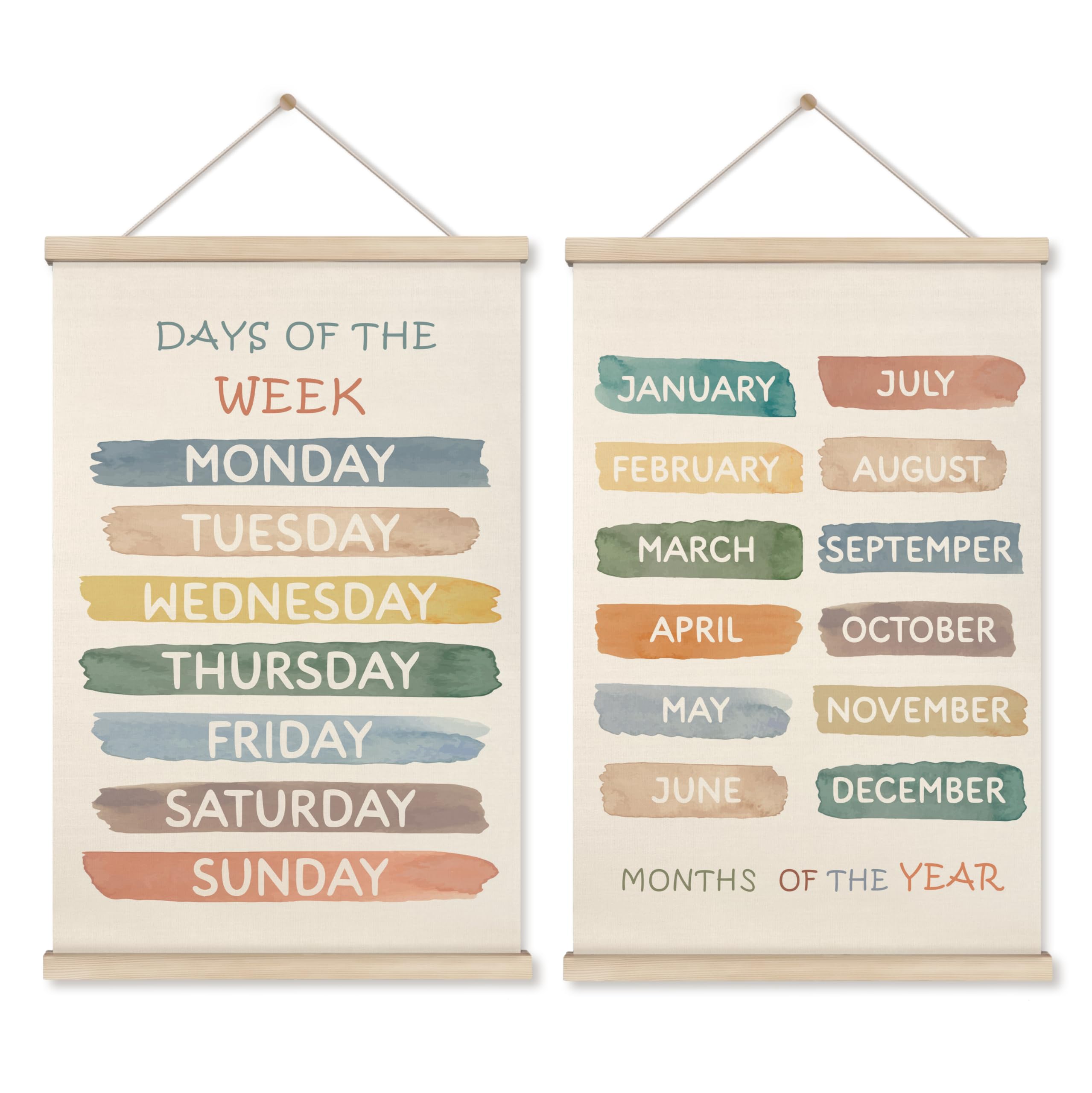 HRQKO Boho Week Month Decor Poster Hanger Frame Set of 2, Educational ...
