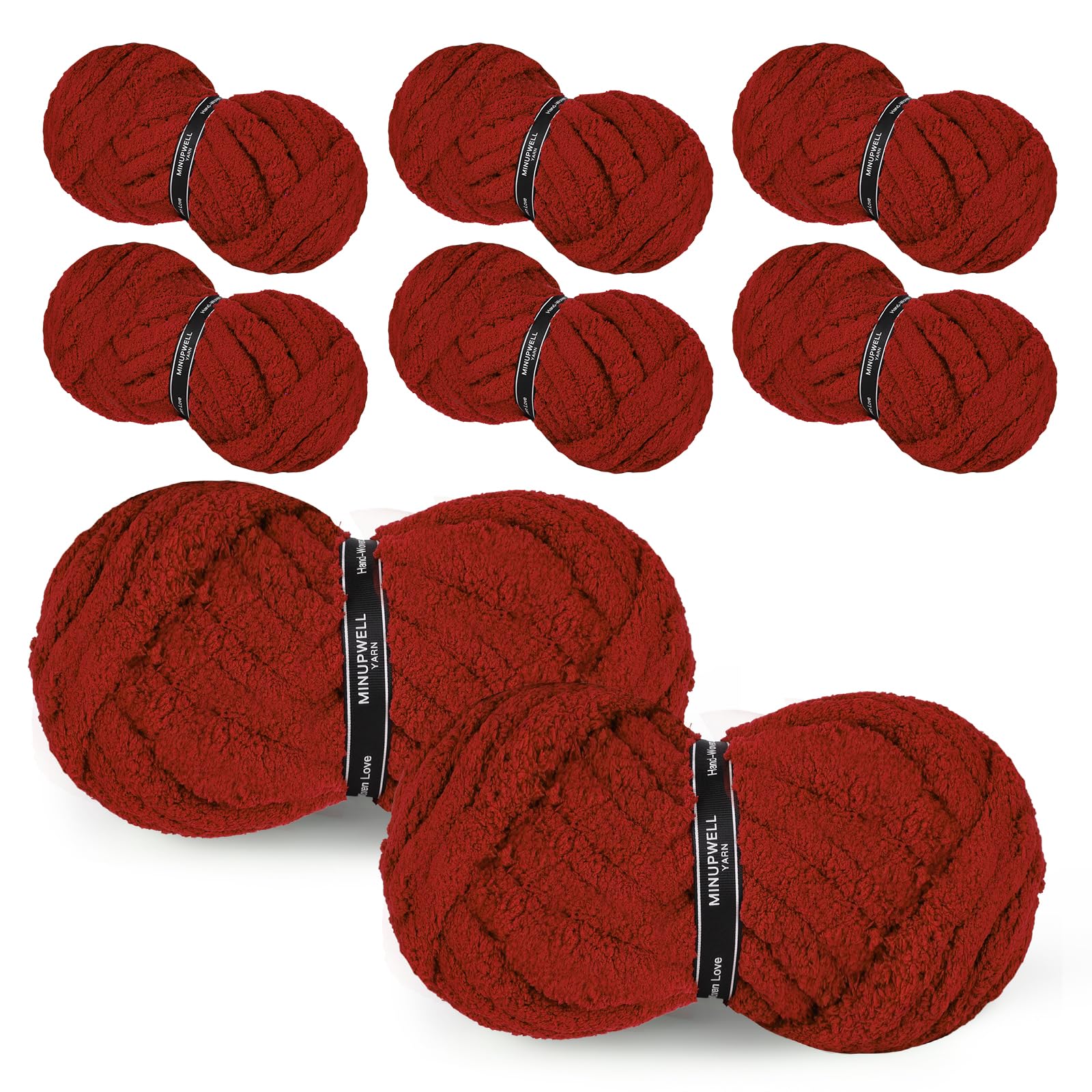 MABOZOO 8 Pack Super Bulky Chunky Chenille Yarn for Hand Knitting,Big ...