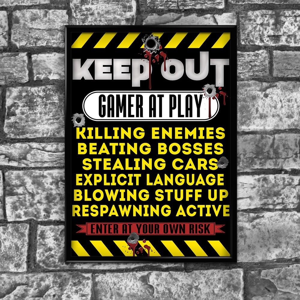 Gaming Gamer Door Poster Keep Out Gamer At Work Xbox Playstation Wall ...