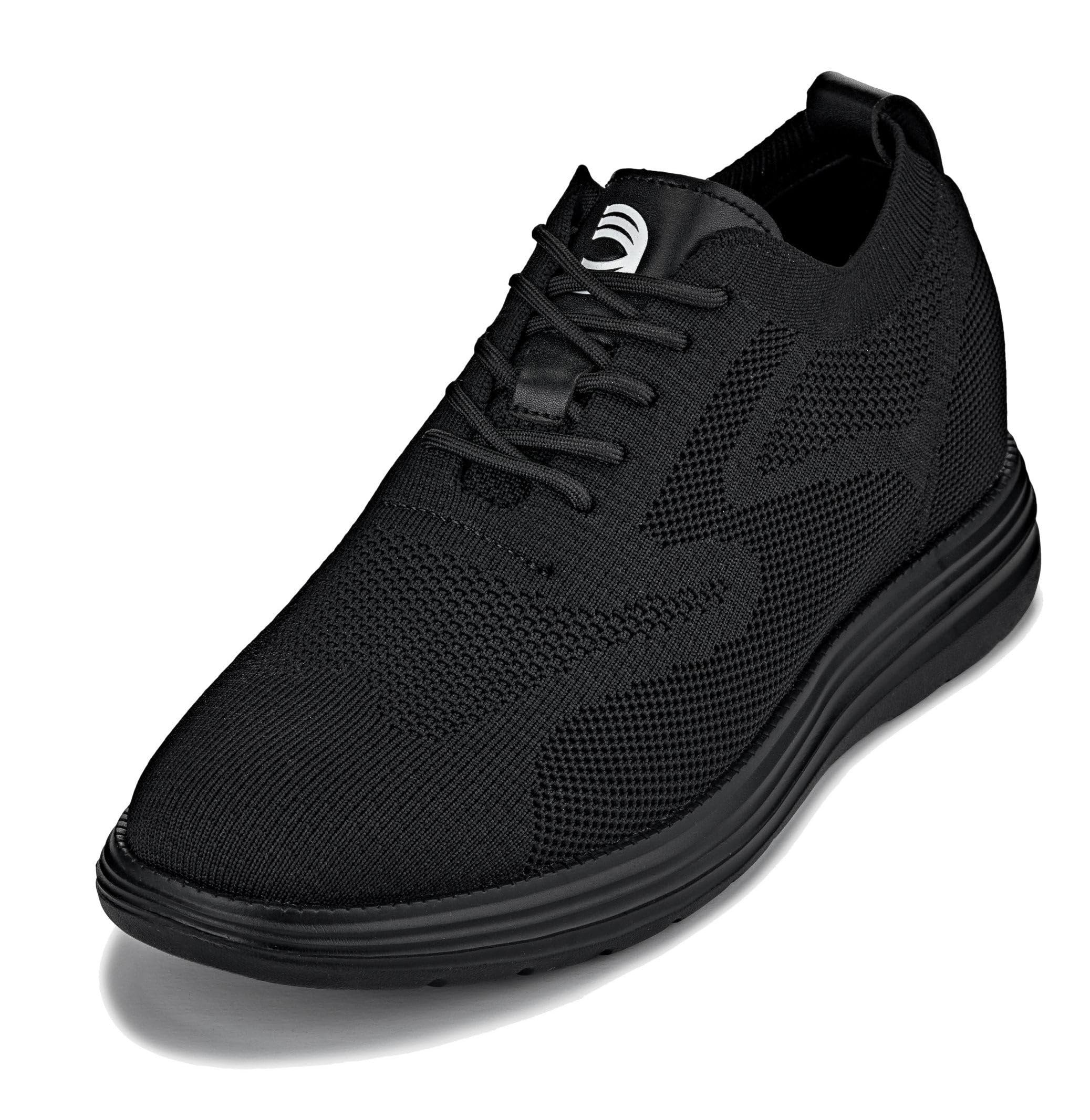 CALTO Men's Invisible Height Increasing Elevator Shoes - Black/Black ...