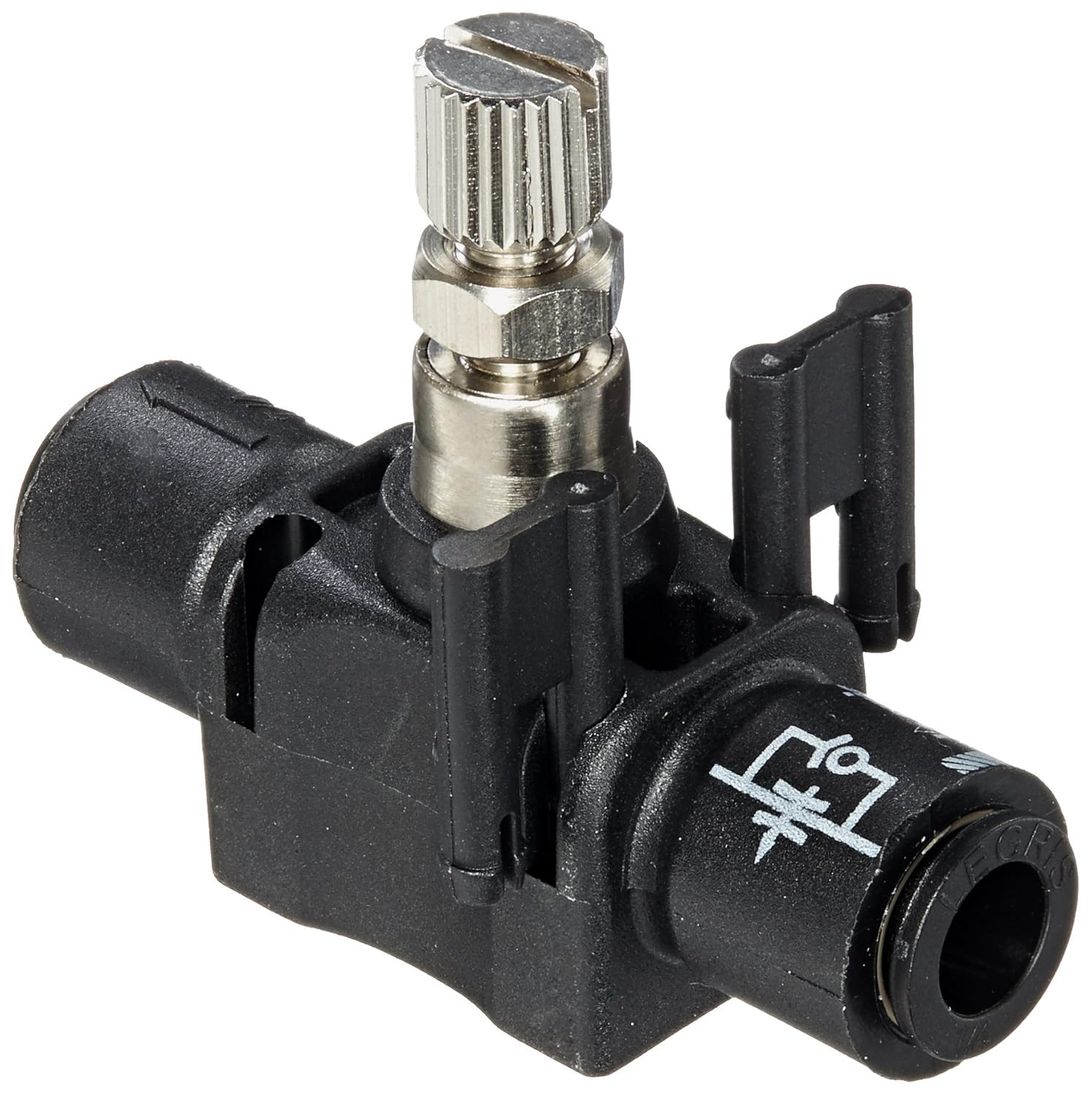 External Screw/Knob 1/4 Tube OD x 1/8 NPT Male Meter-Out 90 Degree Elbow Legris 7665 56 11 Nylon ...