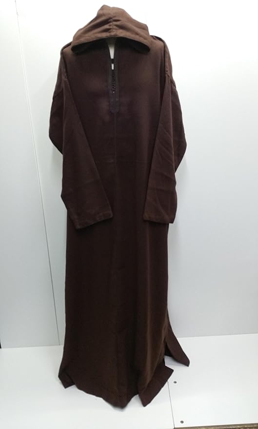 Size 64 Men Moroccan Wool Hooded Long Sleeves thobes.Wool Thobe- Dark ...