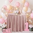 Amazon.com: OQSQ Rose Gold Round Sequin Tablecloth, Glitter Tablecloth for Bridal Shower ...