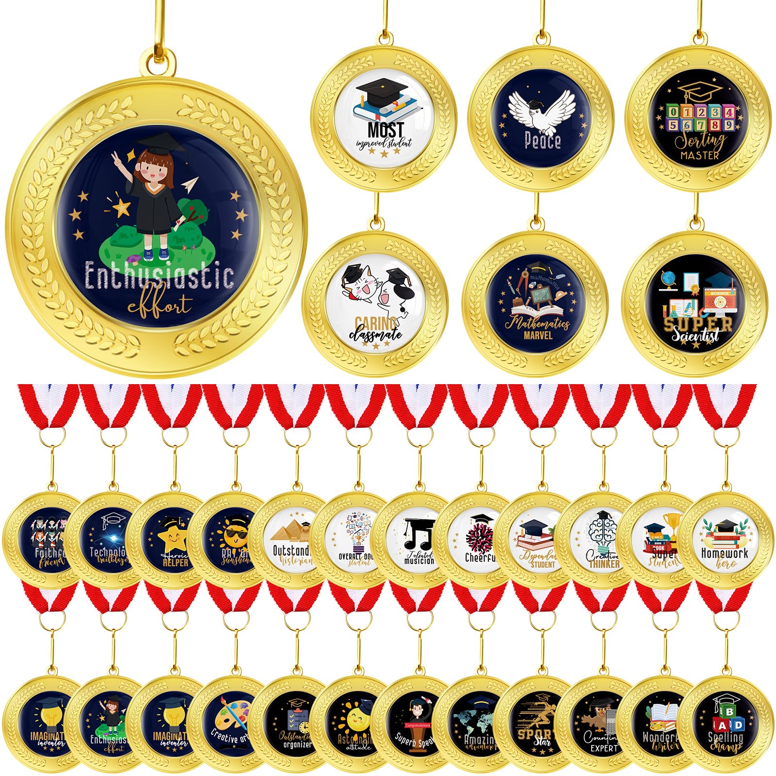 HyDren 30 Set Metal Kindergarten Graduation Medals for Kids Preschool ...