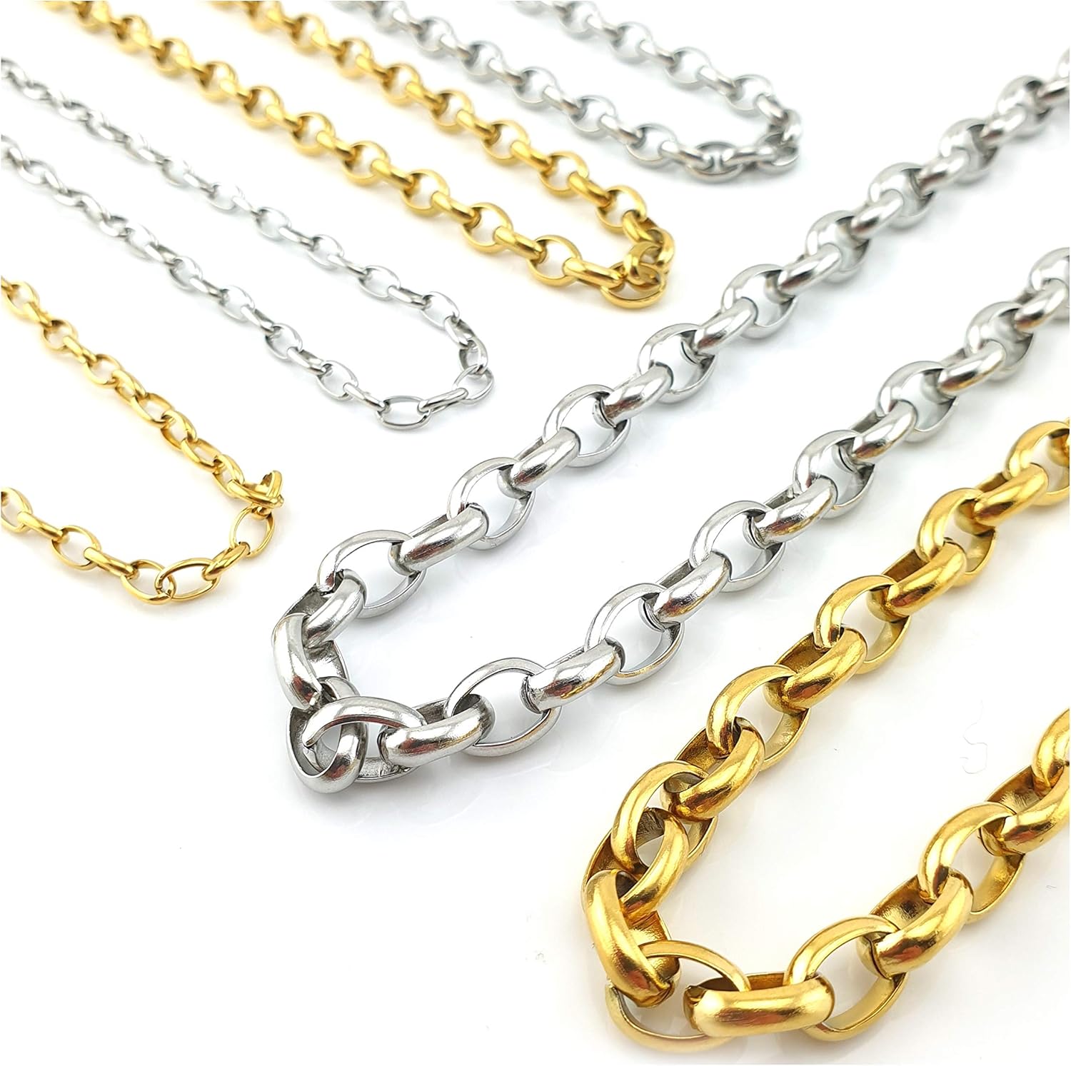 Gold Belcher Link Chain 4MM - 18" (46cm): Amazon.co.uk: Jewellery