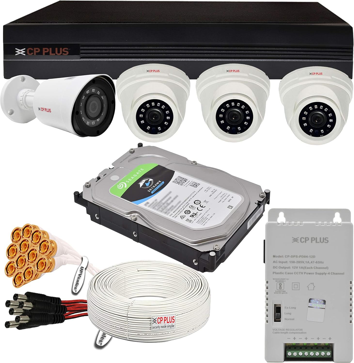 Buy CP Plus 2.4MP, H.265+, 2TB Storage, 4Camera Combo Kit with (4Ch DVR ...