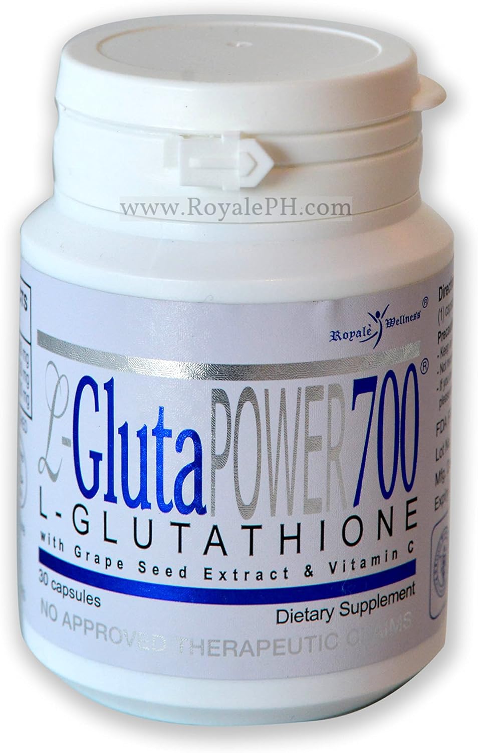 Royale L-Gluta Power 700- Glutathione, 700mg, 30 caps: Buy Online at ...